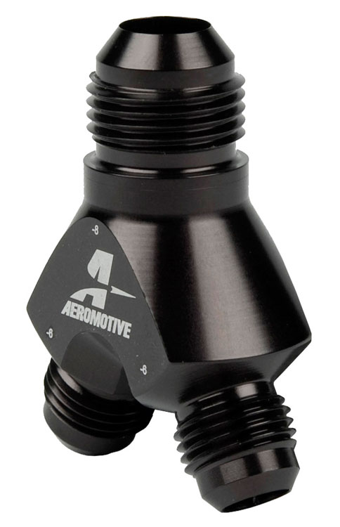 Aeromotive Y-Block, 8AN Male Inlet, 6AN Male Outlets | Pegasus Auto ...