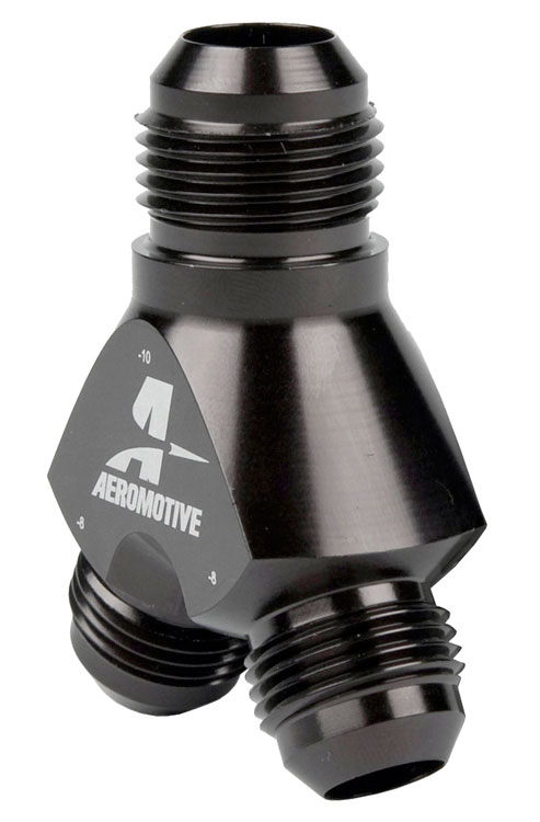 Aeromotive Y-Block, 10AN Male Inlet, 8AN Male Outlets | Pegasus Auto ...