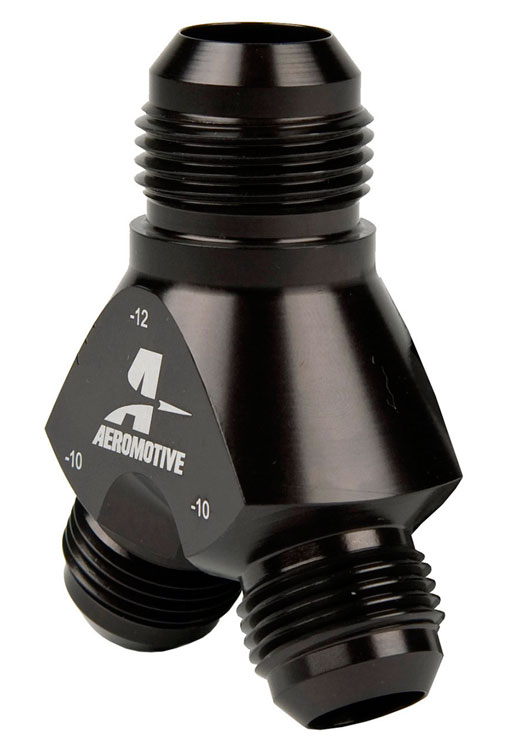 Aeromotive Y-Block, 12AN Male Inlet, 10AN Male Outlets | Pegasus Auto ...